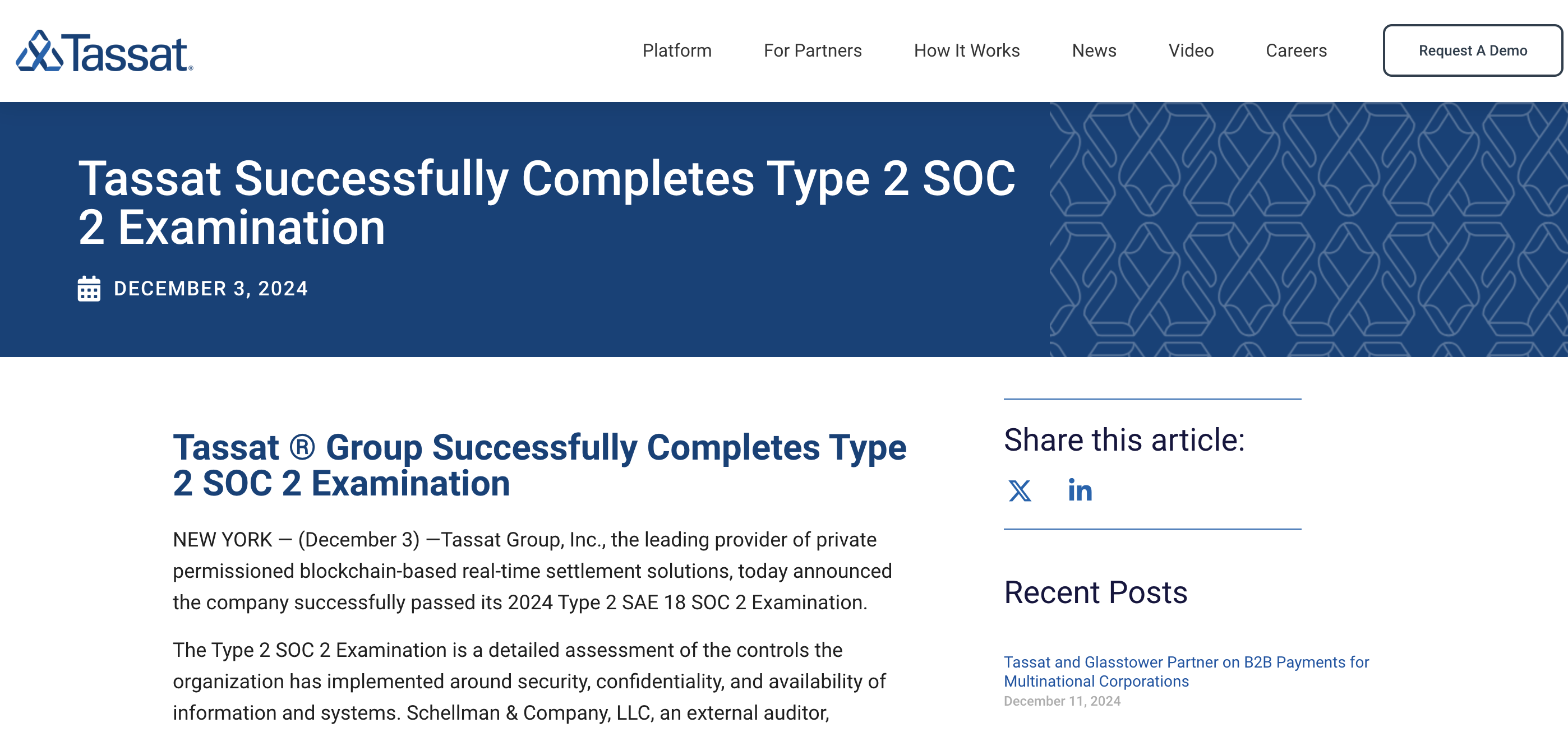 Tassat Successfully Completes Type 2 SOC 2 Examination - Tassat ...