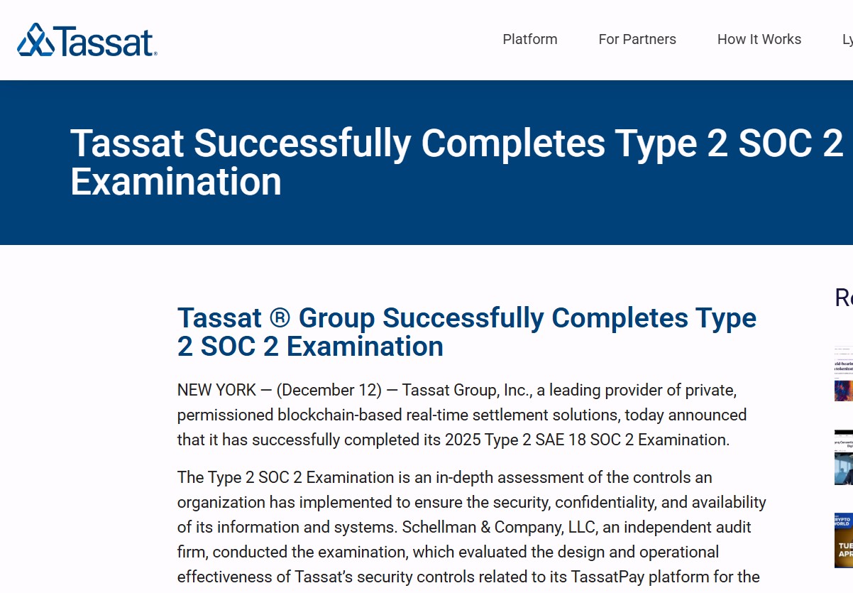 Tassat Successfully Completes Type 2 SOC 2 Examination - Tassat ...